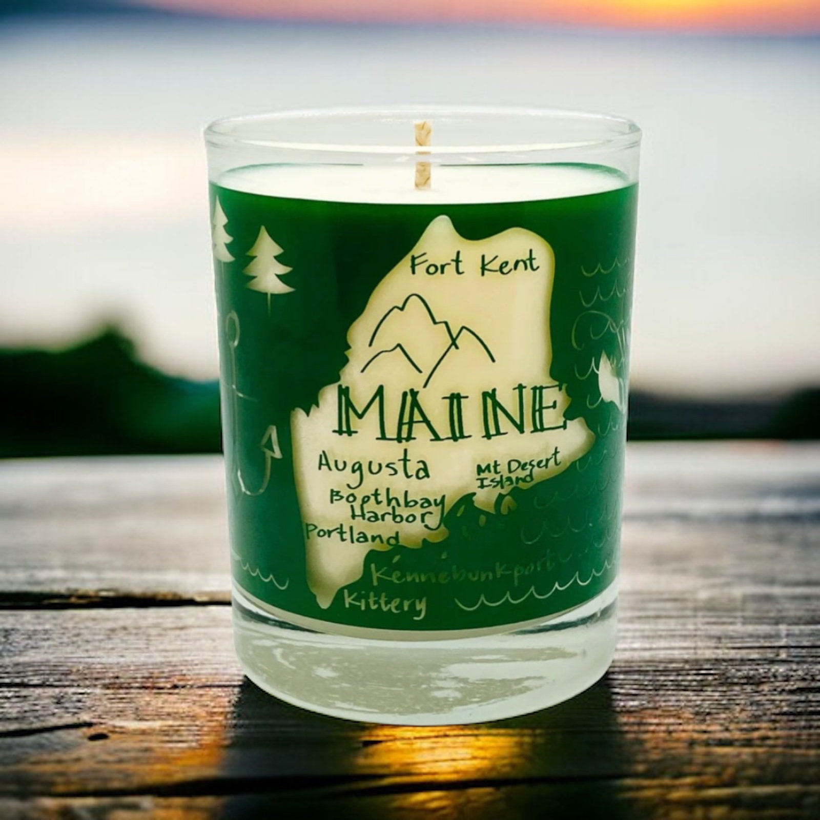 Maine Candle Cocktail Glass,screen Printed 100% Soy Candle Cocktail ...