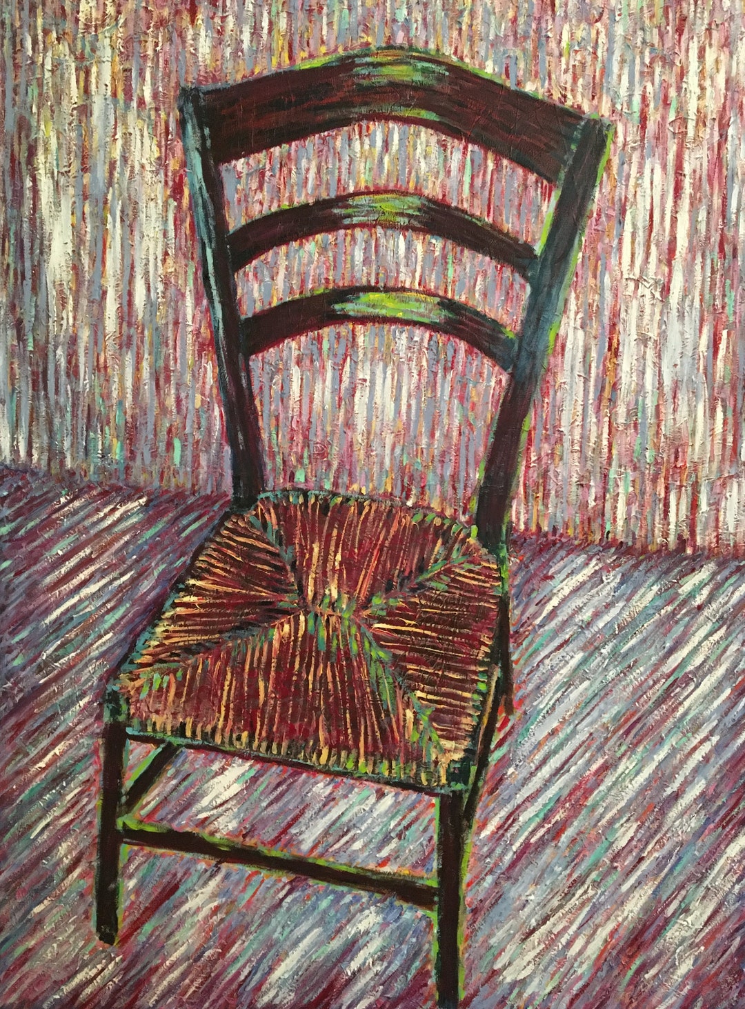 Straw Chair. Large 30x40 Original Oil Painting in the Van Gogh Style ...