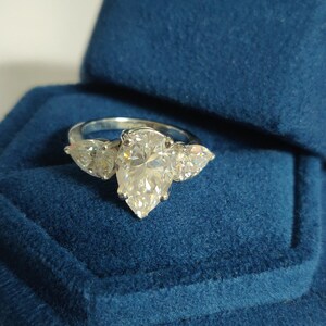 Vintage 3.0 CT Trilogy Pear Shape Ring Handmade Jewellery Three Stone ...