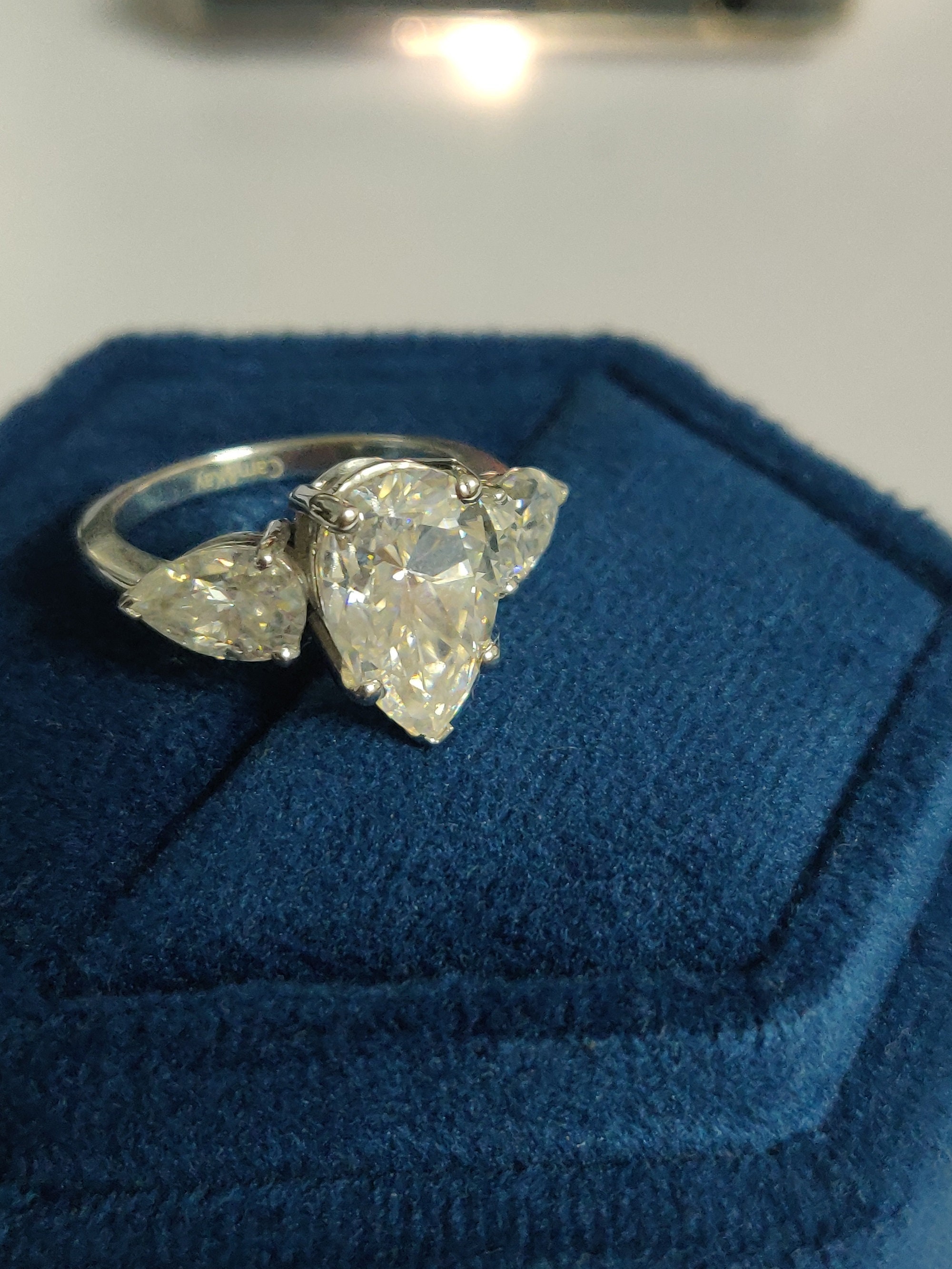 Vintage 3.0 CT Trilogy Pear Shape Ring Handmade Jewellery Three Stone ...