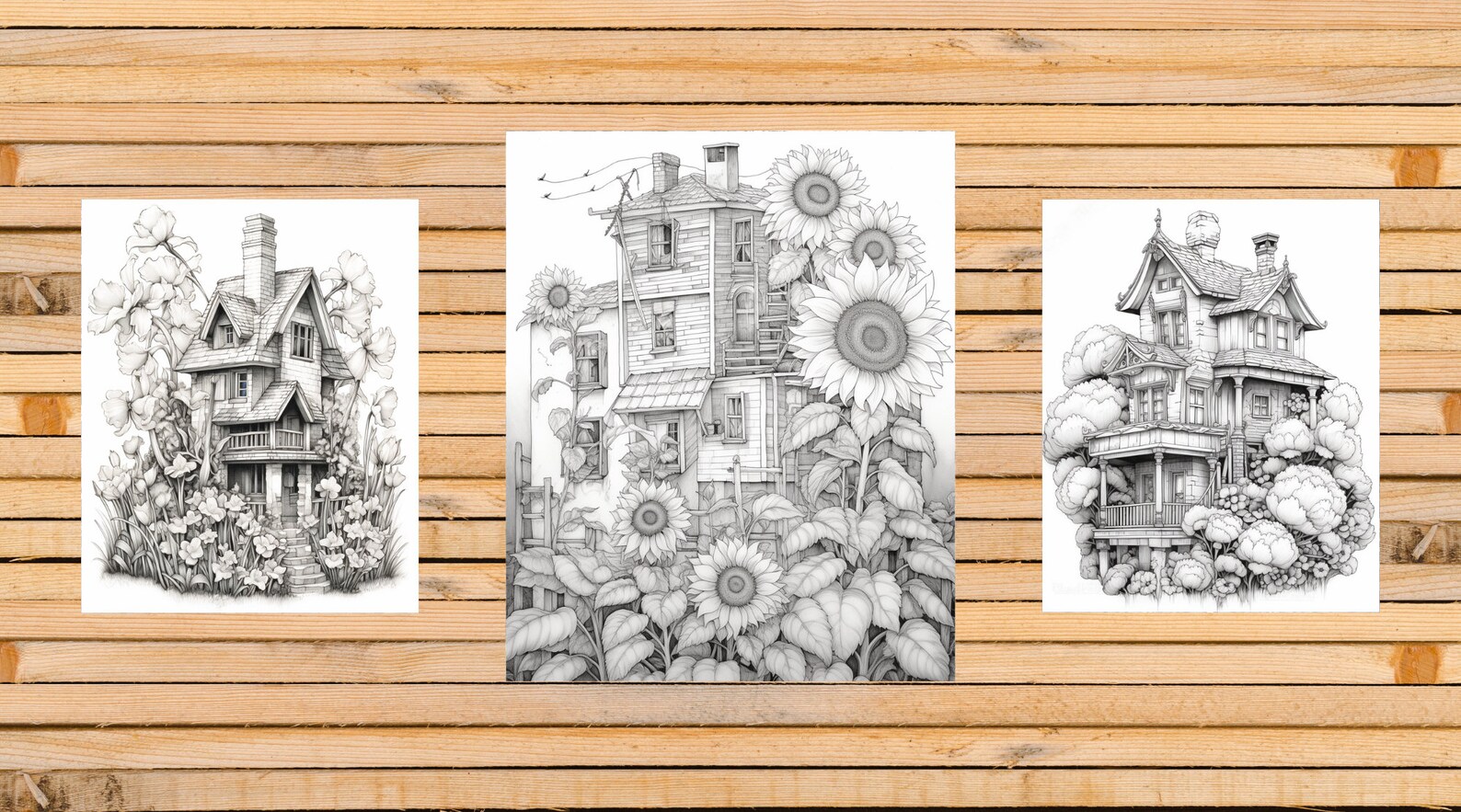 Blooming Houses Coloring Pages | Flower House Coloring Pages | Flower ...