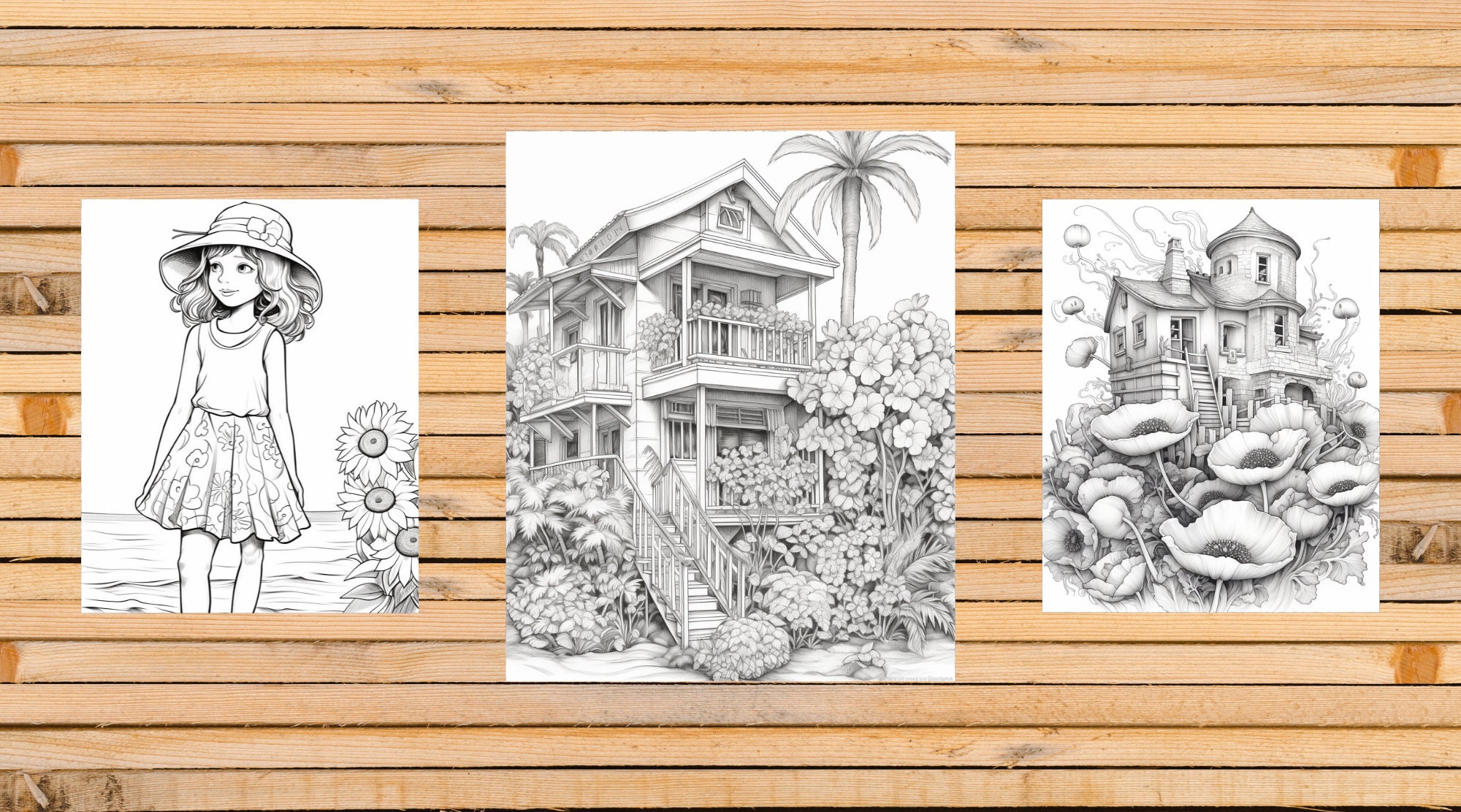 Blooming Houses Coloring Pages Flower House Coloring Pages - Etsy