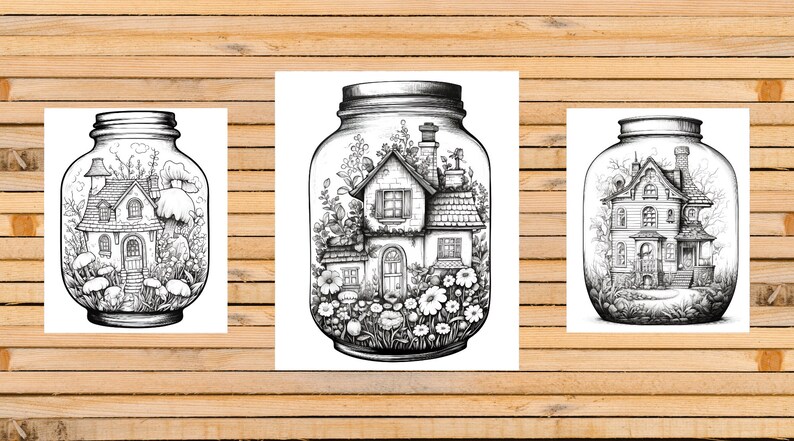 Fairy House in a Jar Coloring Pages | Fantasy Houses Coloring Pages ...
