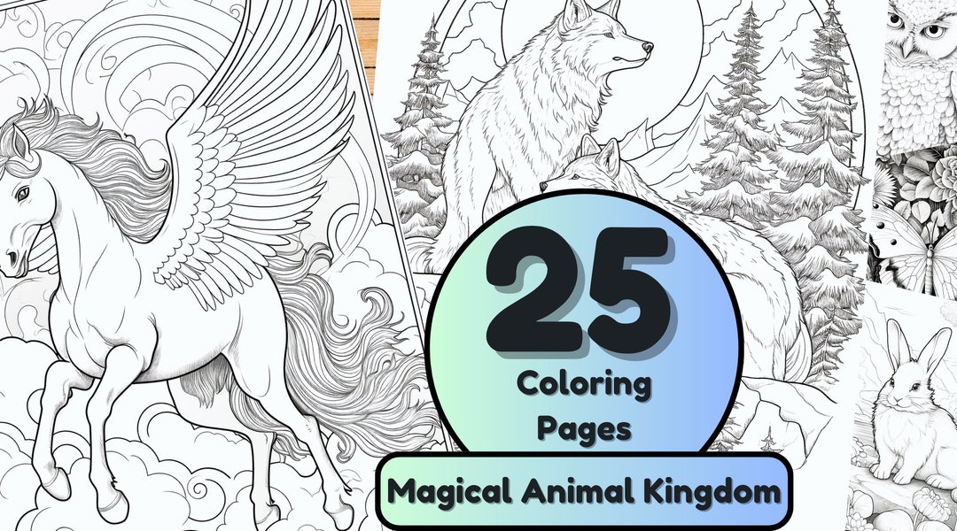 Magical Animal Kingdom Coloring Pages | Fantasy Animals Colouring Page ...