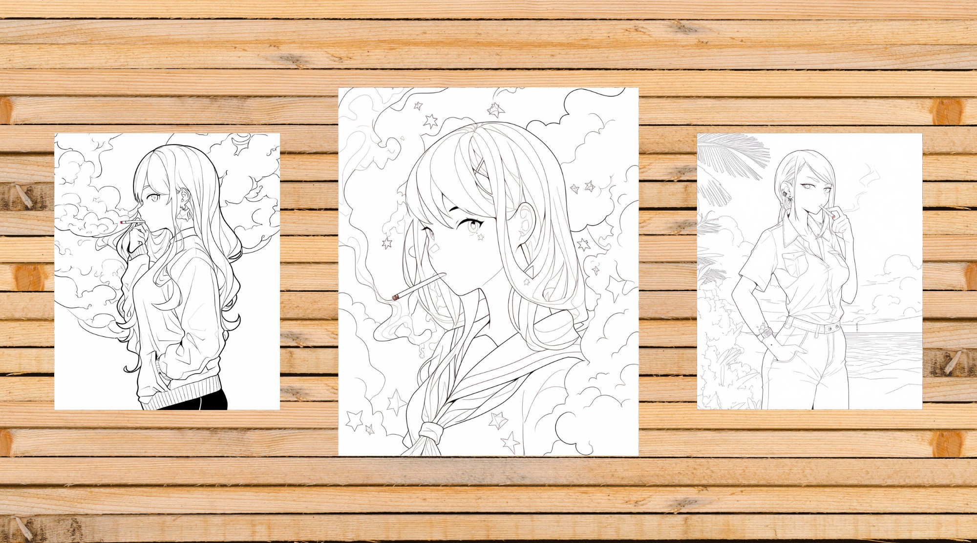 Anime Stoner Coloring Pages Anime Girl Coloring Pages - Etsy