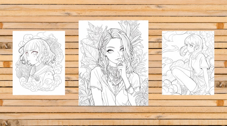 Anime Stoner Coloring Pages Anime Girl Coloring Pages - Etsy