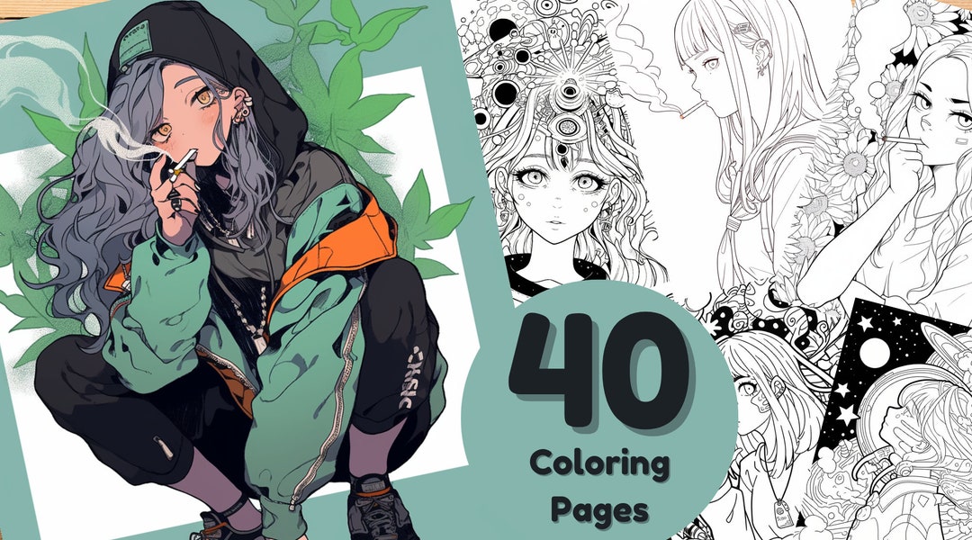 Anime Stoner Coloring Pages | Anime Girl Coloring Pages | Psychedelic ...