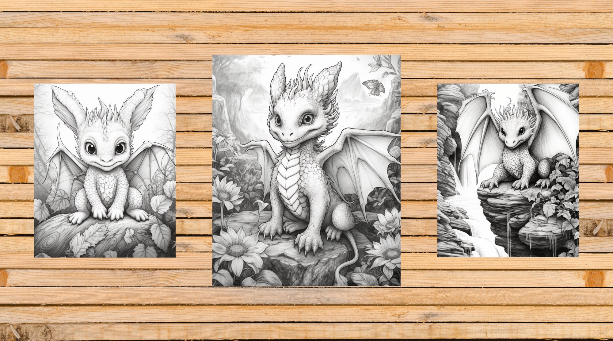 Baby Dragon Coloring Pages Cute Fantasy Woodland Creatures Adorable ...