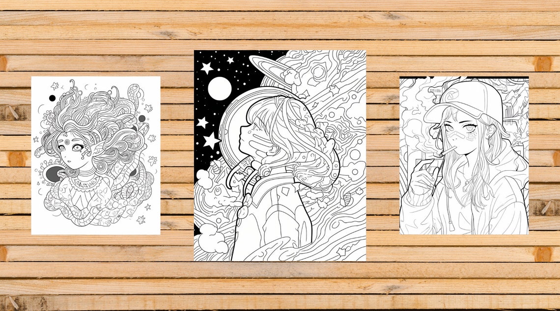 Anime Stoner Coloring Pages Anime Girl Coloring Pages - Etsy