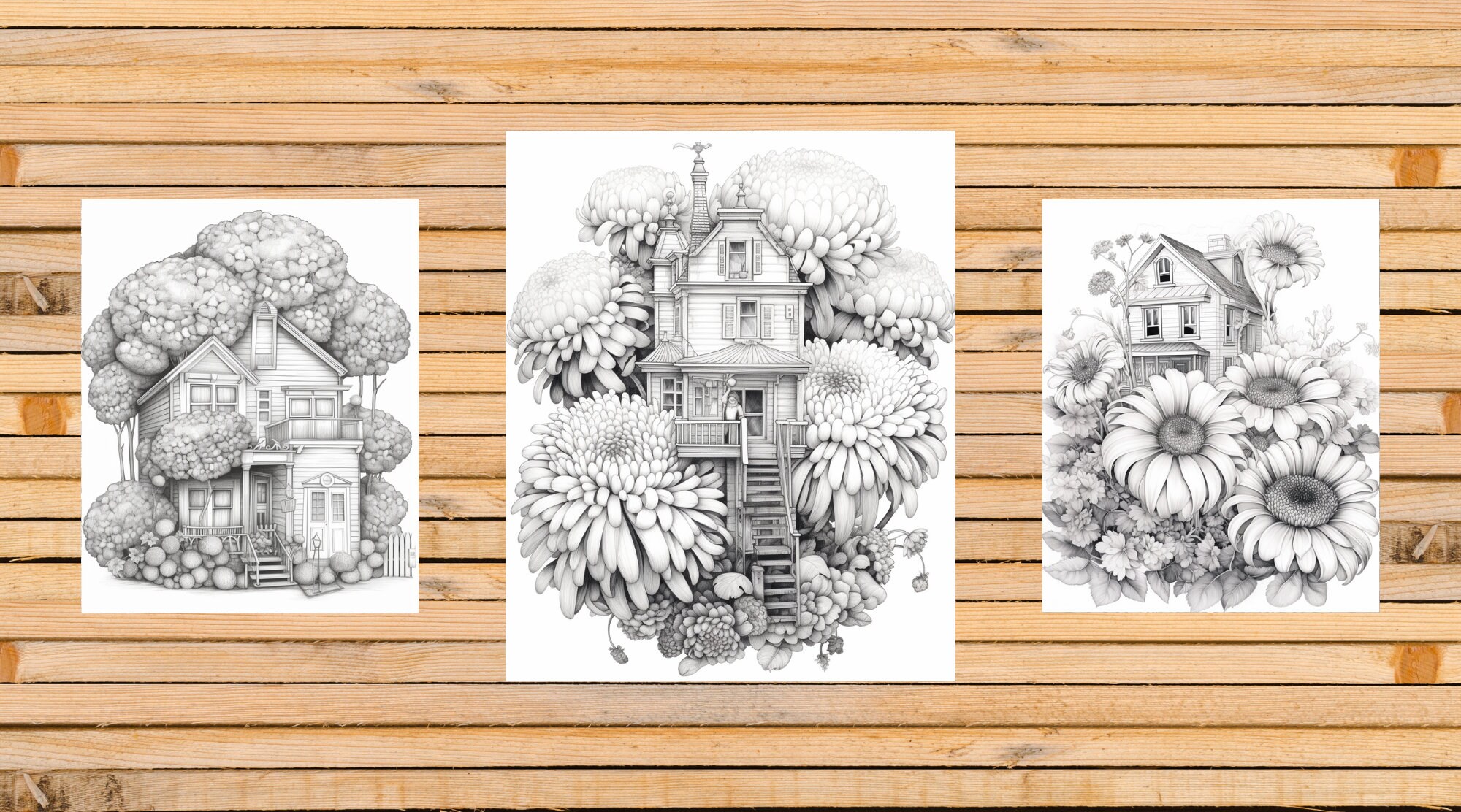 Blooming Houses Coloring Pages | Flower House Coloring Pages | Flower ...