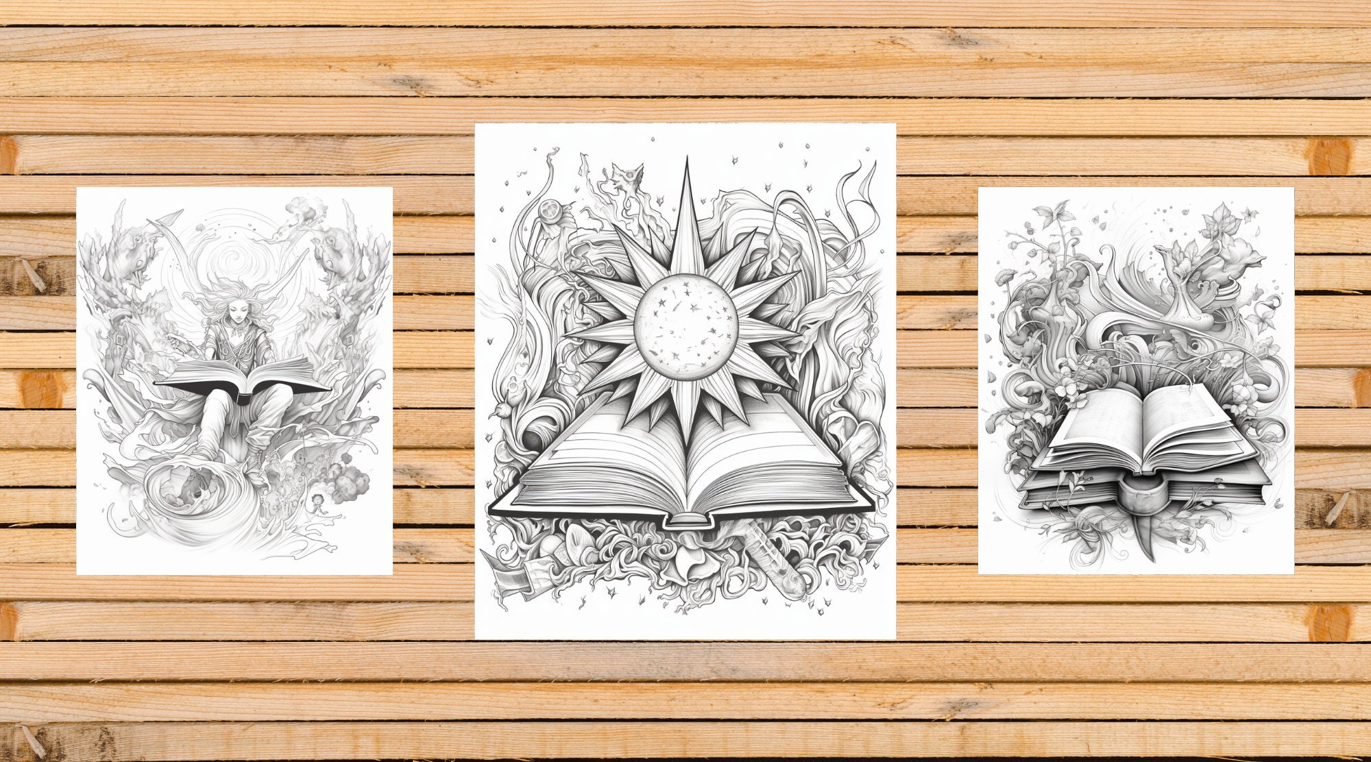 Open Magic Book Coloring Pages | Magic Coloring Pages | Magical ...