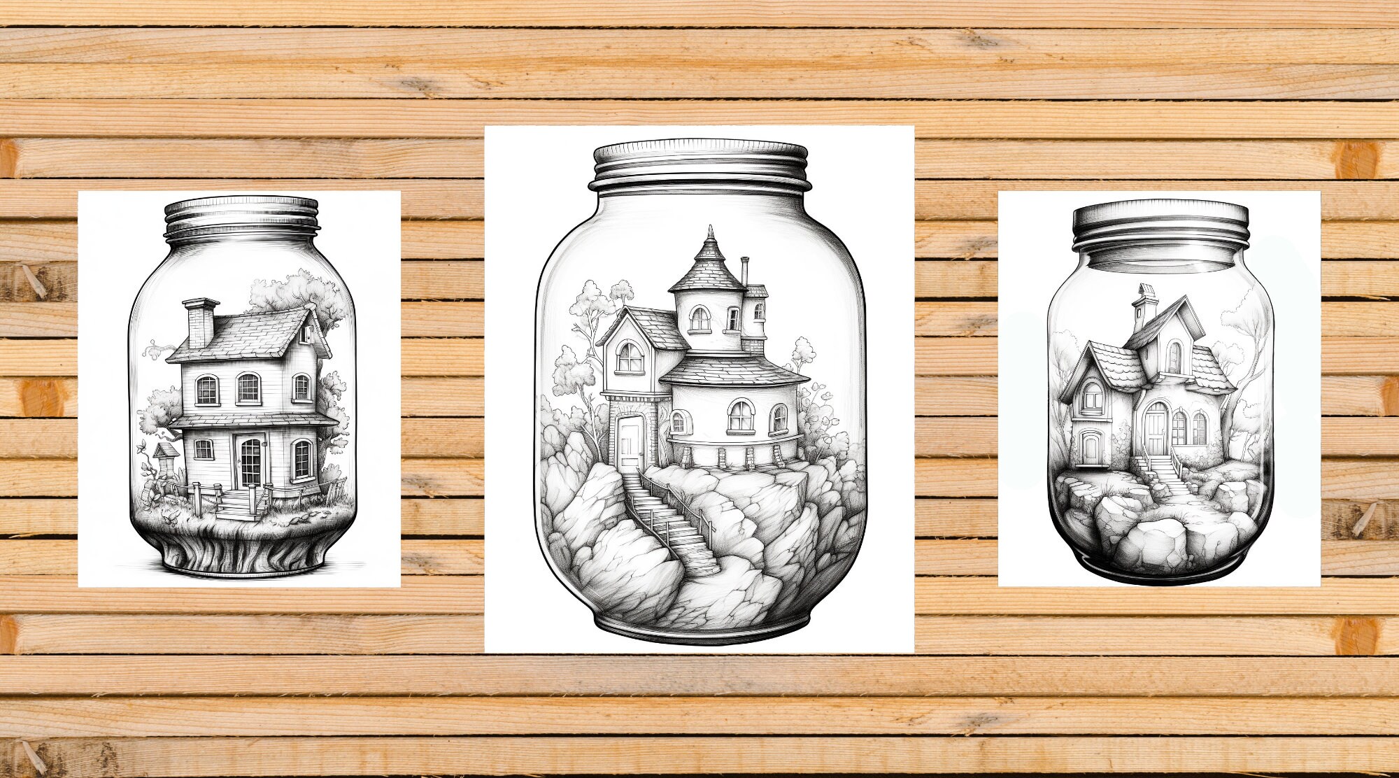 Fairy House in a Jar Coloring Pages | Fantasy Houses Coloring Pages ...