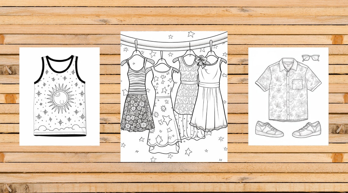 Summer Clothing Coloring Pages | Summer Clothes Coloring Pages | Summer ...