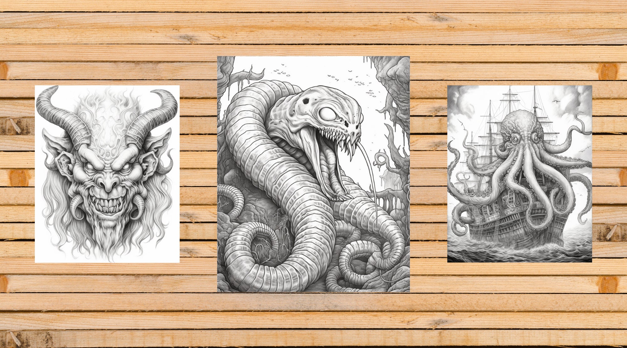 Cryptids and Monsters Coloring Pages | Scary Coloring Book | Horror ...