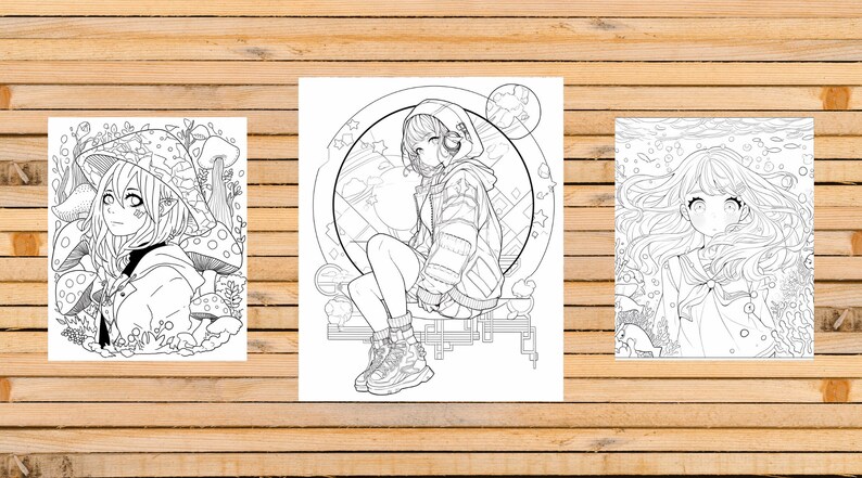 Anime Stoner Coloring Pages Anime Girl Coloring Pages - Etsy