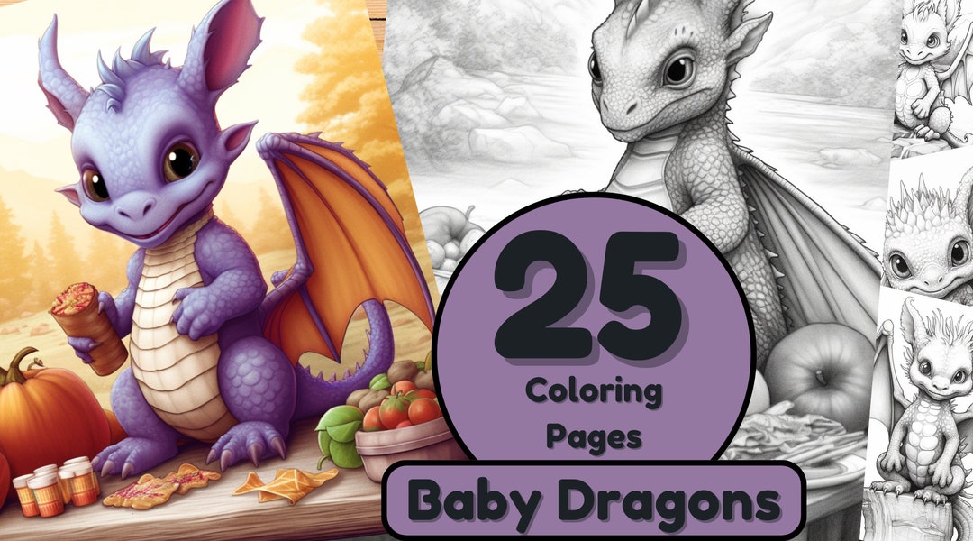 Baby Dragon Coloring Pages | Cute Fantasy Woodland Creatures | Adorable ...