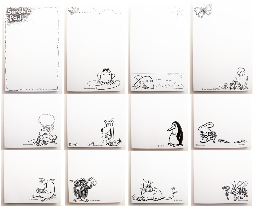 The Scribblepad Notepad 12 Pack Bundle. Cute, Novelty Writing Pads. A ...