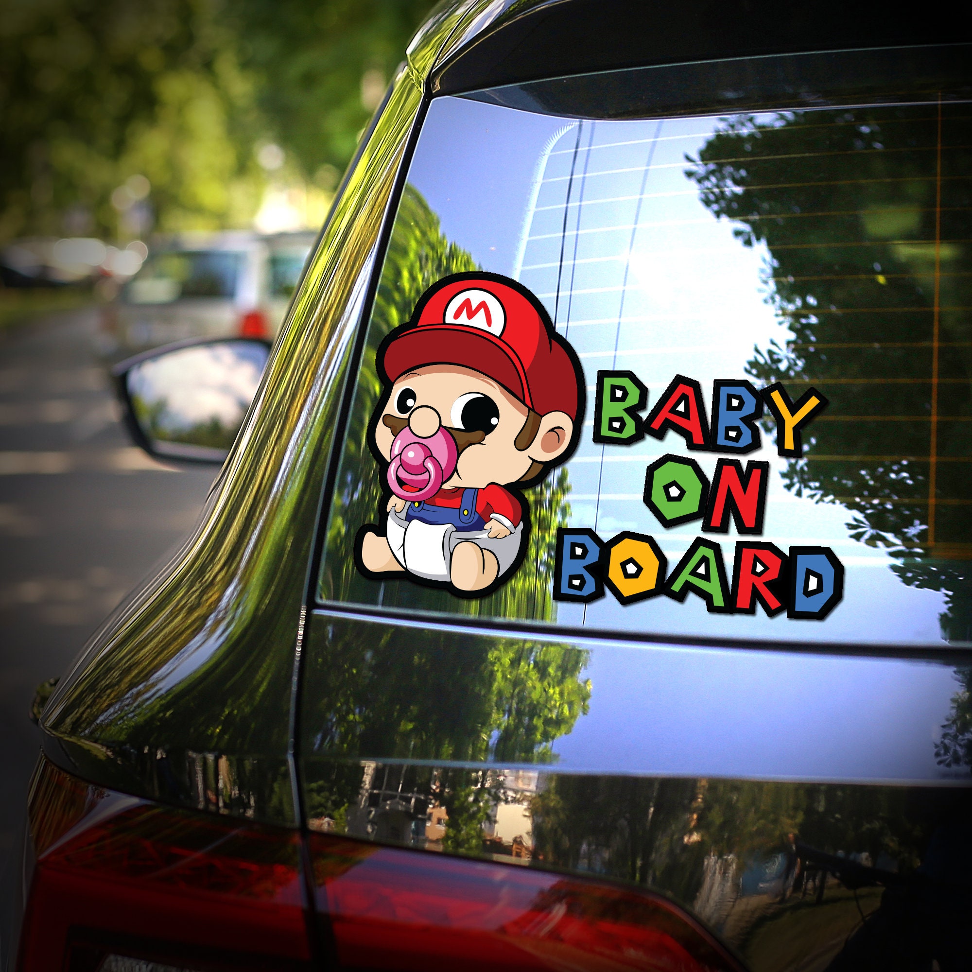 Paper & Party Supplies Bumper Stickers Cute Baby Boy Decal Super Mario ...