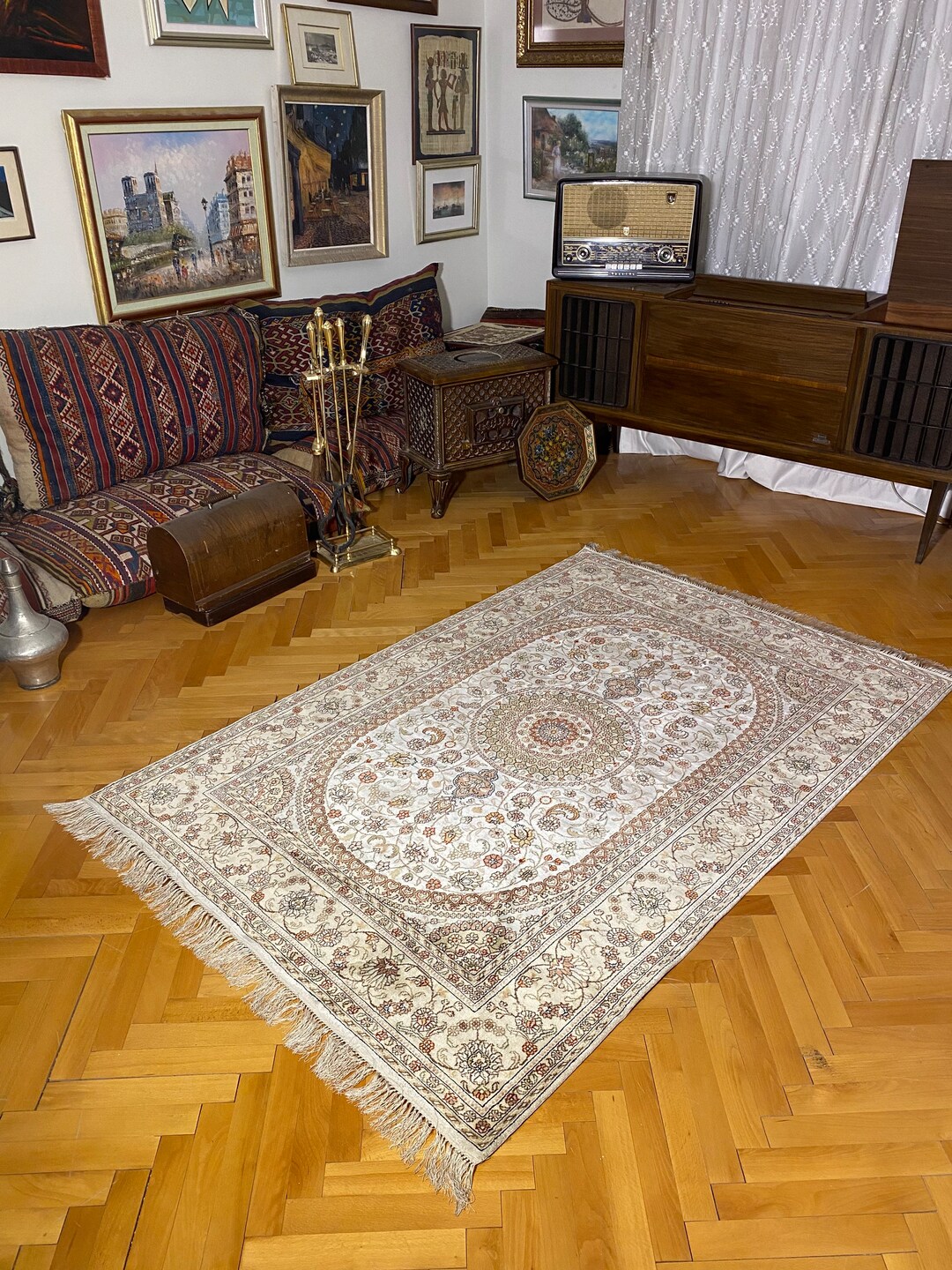 Kashmir Rug for Living Room Rug, Bedroom Rug, Oriental Rug, Handknotted ...