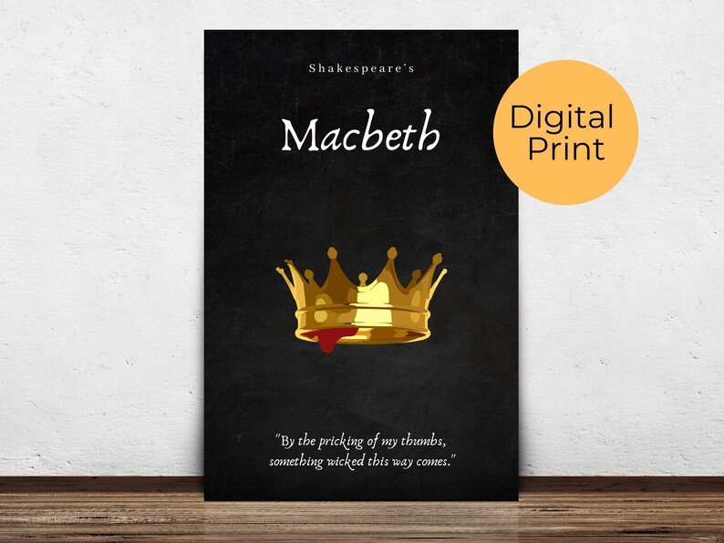 Macbeth Poster, Printable Wall Art, Book Poster, Classroom Decor ...