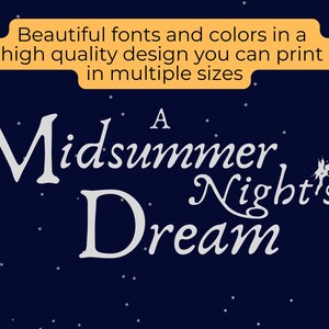 A Midsummer Night's Dream | Shakespeare | Printable Wall Art | Book ...