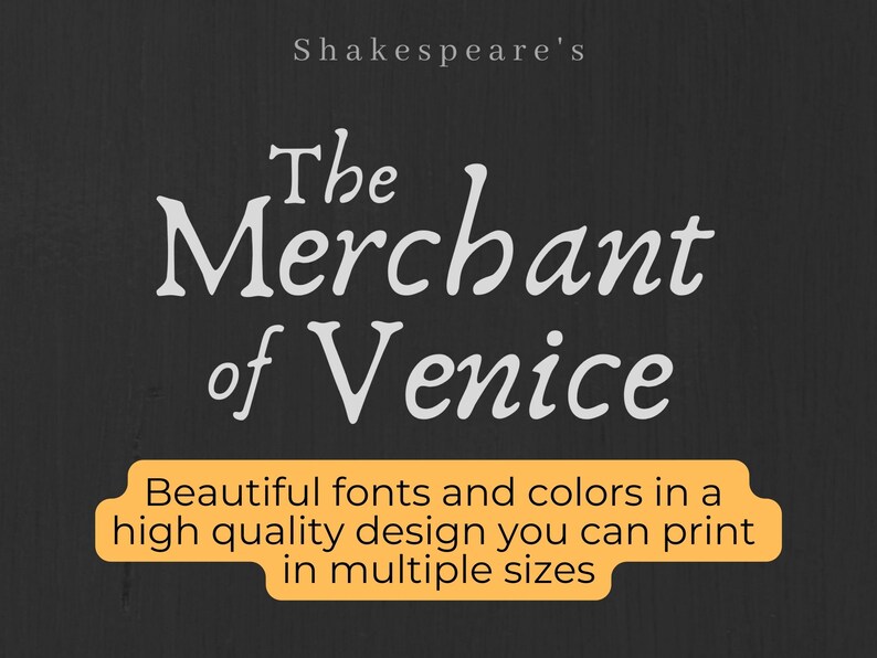 The Merchant of Venice Poster | Printable Wall Art | Book Poster ...