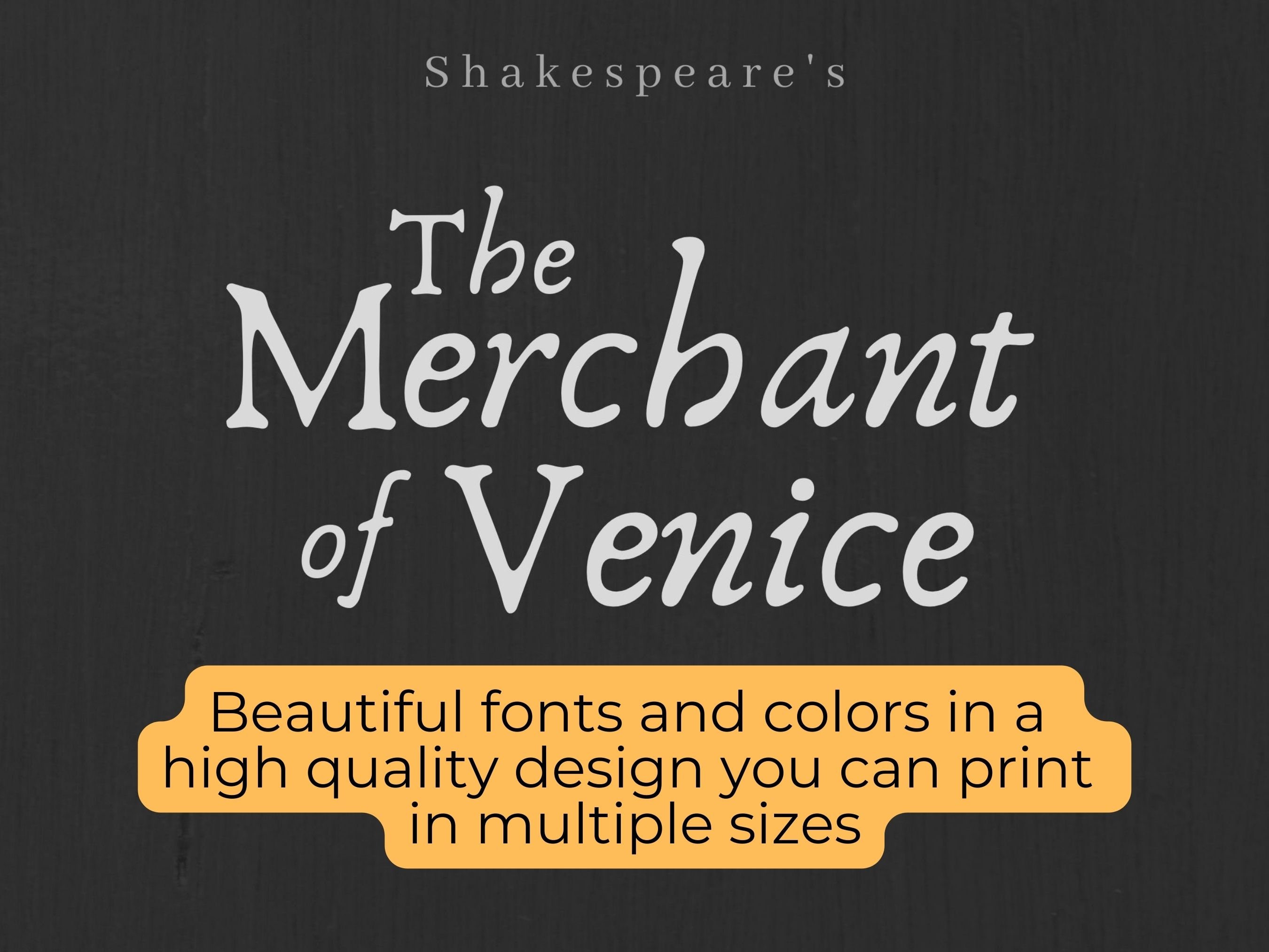 The Merchant of Venice Poster | Printable Wall Art | Book Poster ...