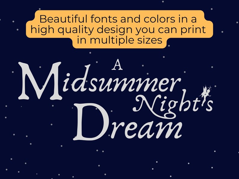 A Midsummer Night's Dream Shakespeare Printable Wall Art, Book Poster ...