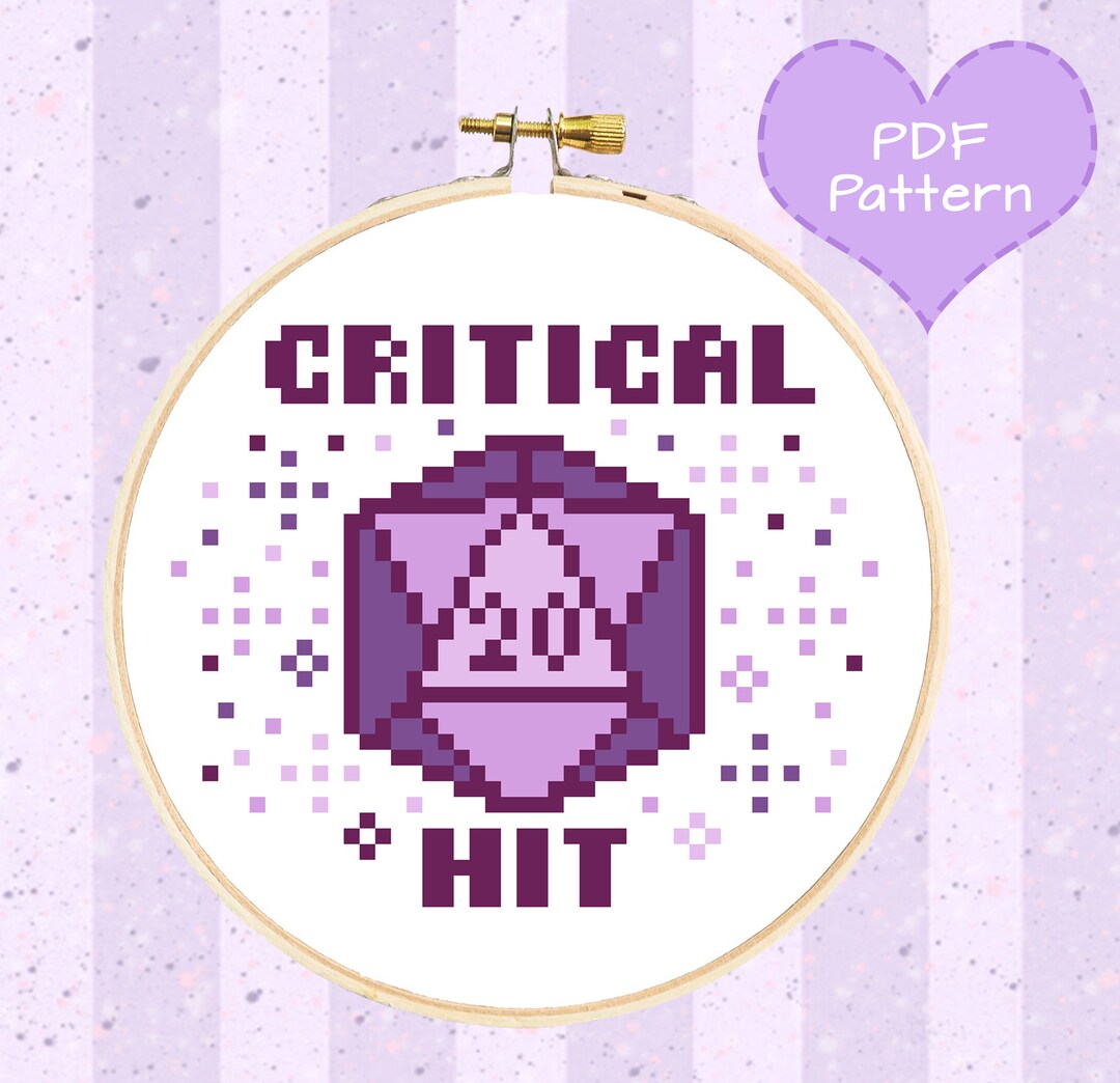 D20 Critical Hit .PDF Digital Cross Stitch Pattern - Etsy