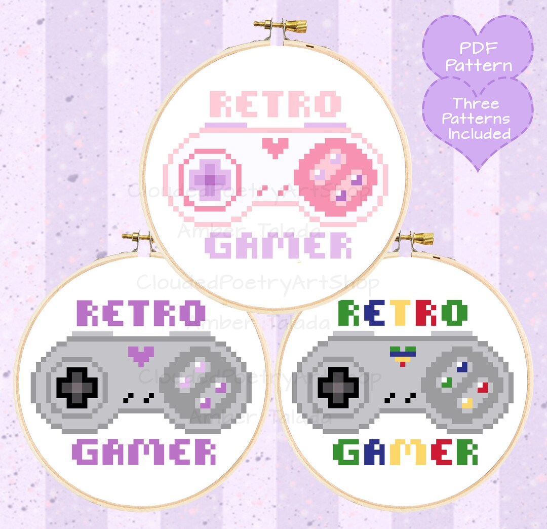 Retro Gamer Digital PDF Cross Stitch Pattern - Etsy