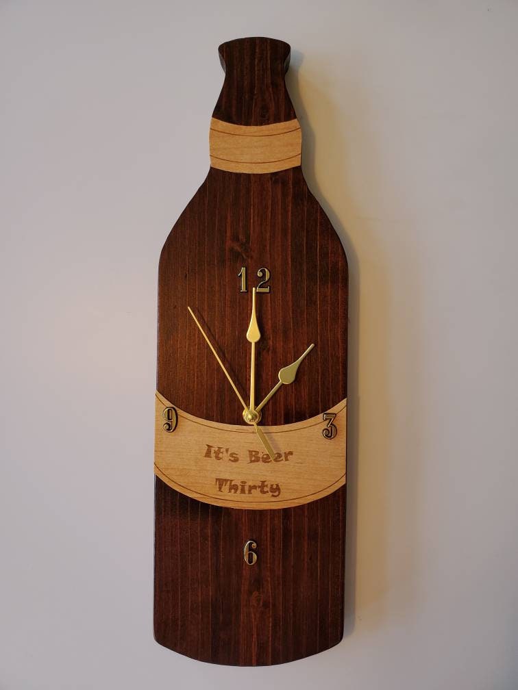 Beer Bottle Shaped Cedar Wall Clock - Etsy