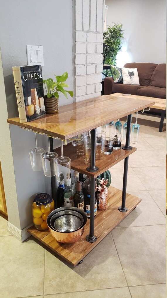 Industrial Rustic Bar Cart - Etsy