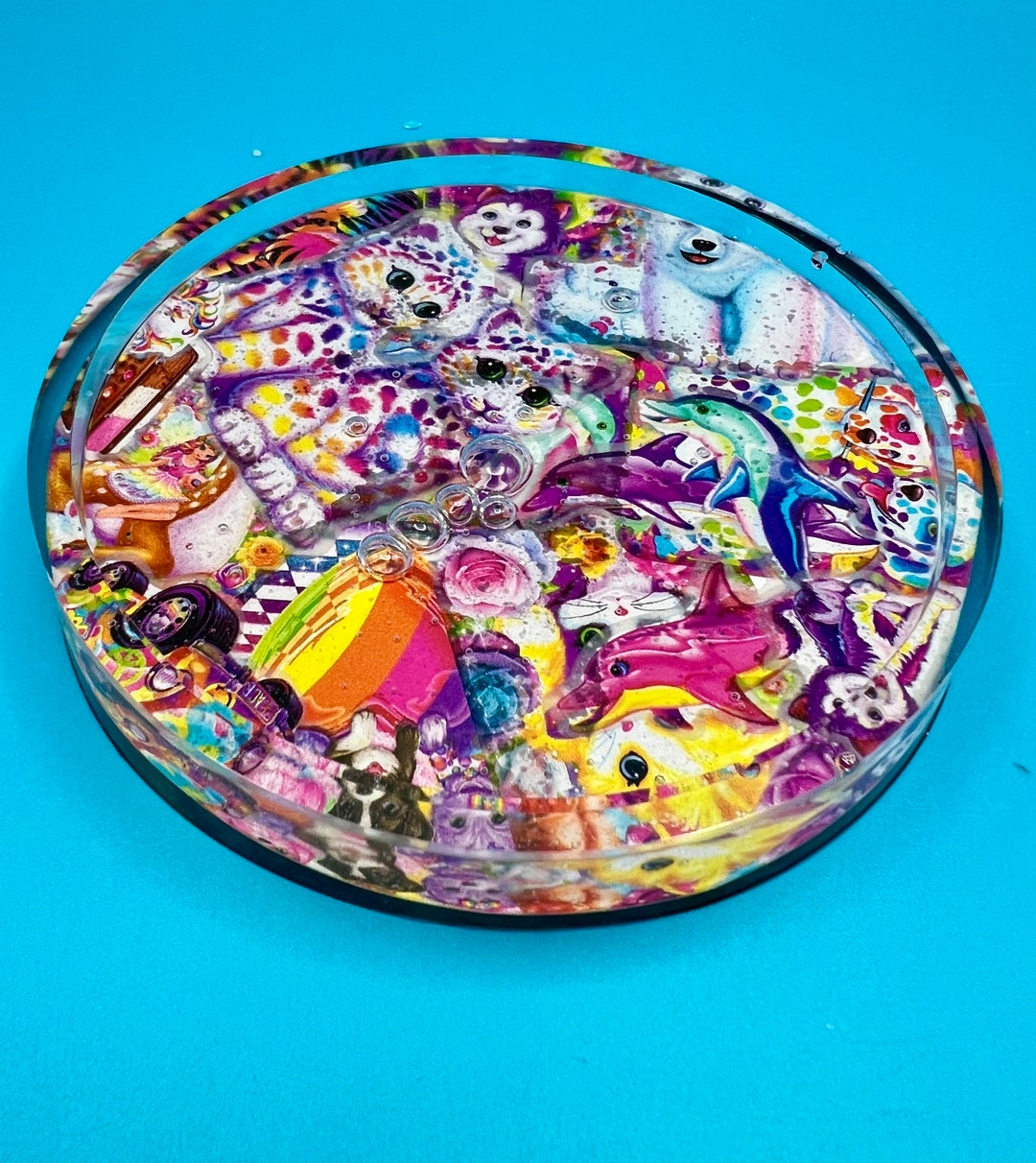 Lisa Frank Fan Art Sticker Collage Resin Coaster - Etsy