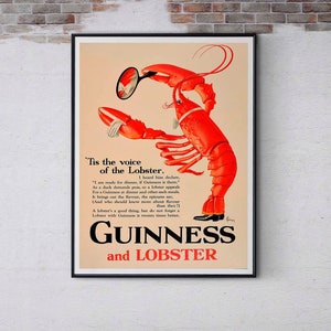 Guinness Digital Poster - Guinness Lobster Download - Vintage Canvas ...