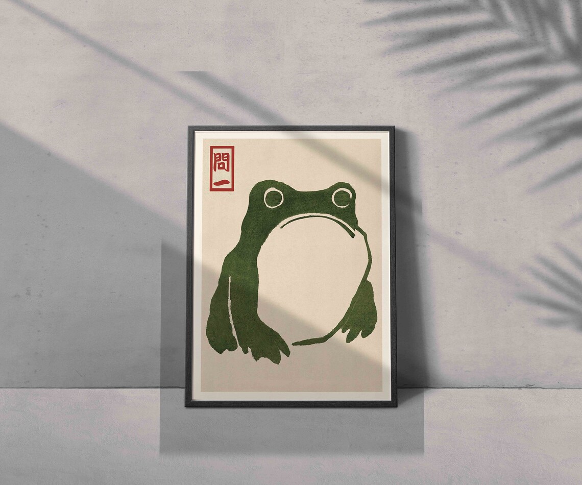 Grumpy Frog Matcha Tea Art Set of 3: Vintage Japanese Print (digital ...