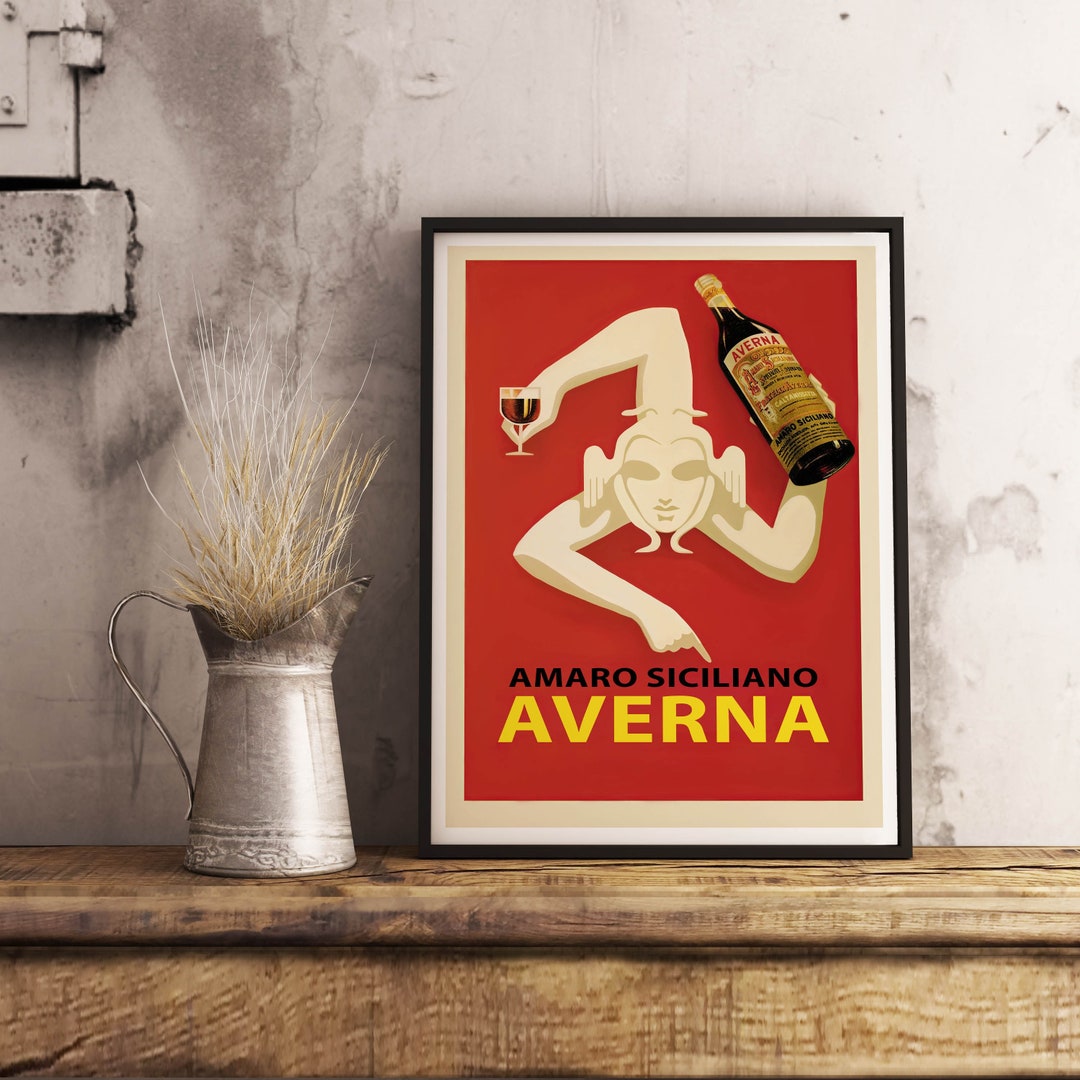 Amaro Siciliano Averna Digital Vintage Food&drink Poster Bar Decor ...