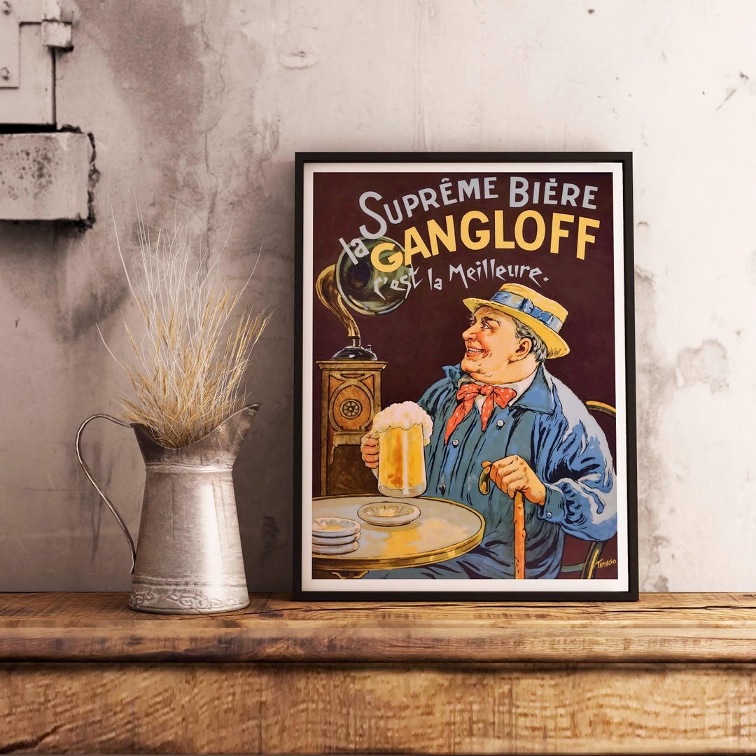 Vintage Beer Poster Gangloff La Supreme Biere: Digital Print for Bar ...