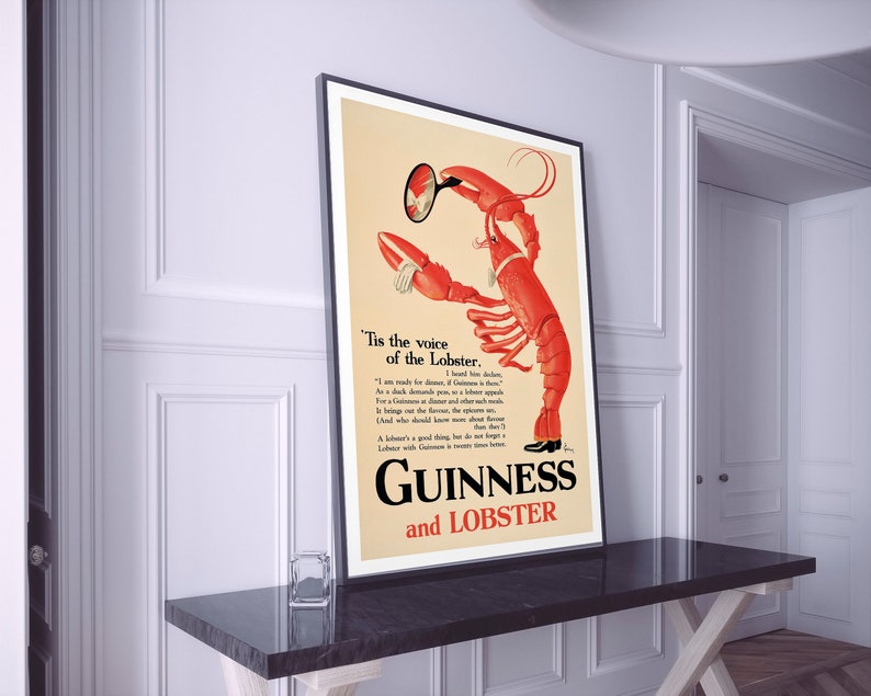 Guinness Digital Poster Guinness Lobster Download Vintage Canvas Retro ...