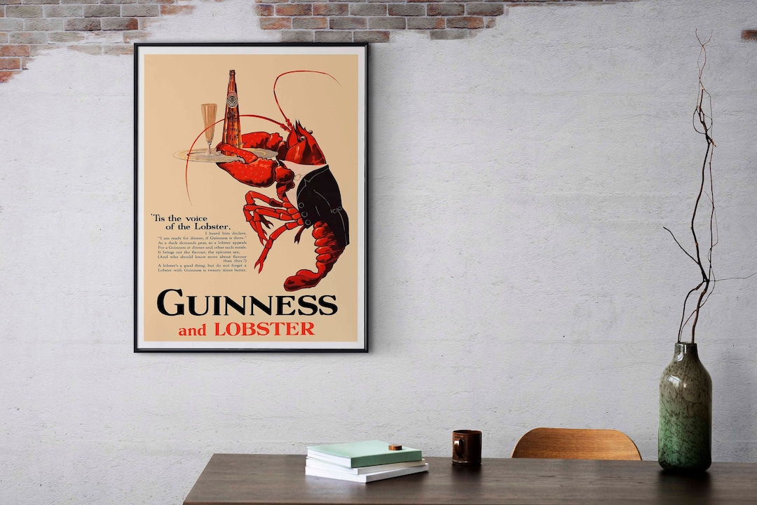 Guinness Digital Poster Guinness Lobster Download Vintage - Etsy