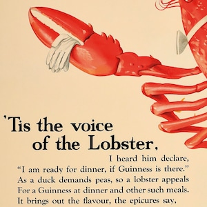 Guinness Digital Poster - Guinness Lobster Download - Vintage Canvas ...