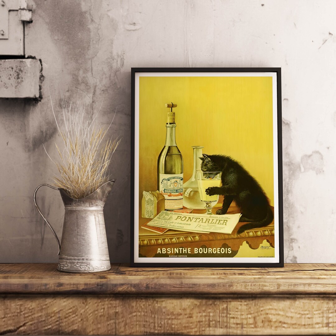 Vintage Absinthe Cat Poster: Art Nouveau Bar Kitchen Decor - Etsy