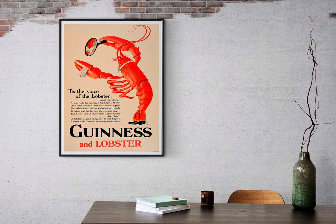 Guinness Digital Poster Guinness Lobster Download Vintage - Etsy