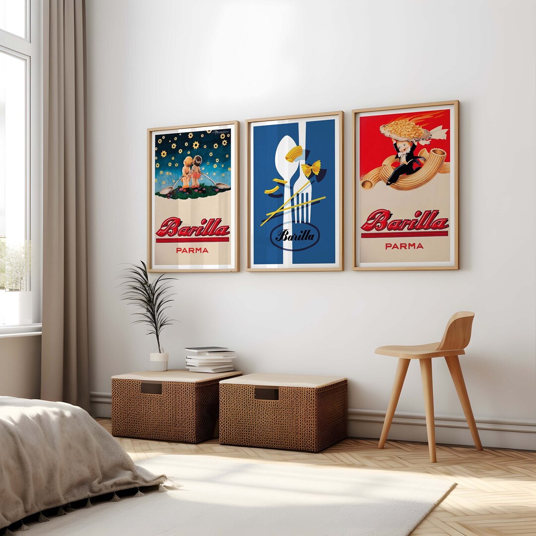 Barilla Macaroni Pasta Set of 3 Digital Vintage Food&drink Print ...