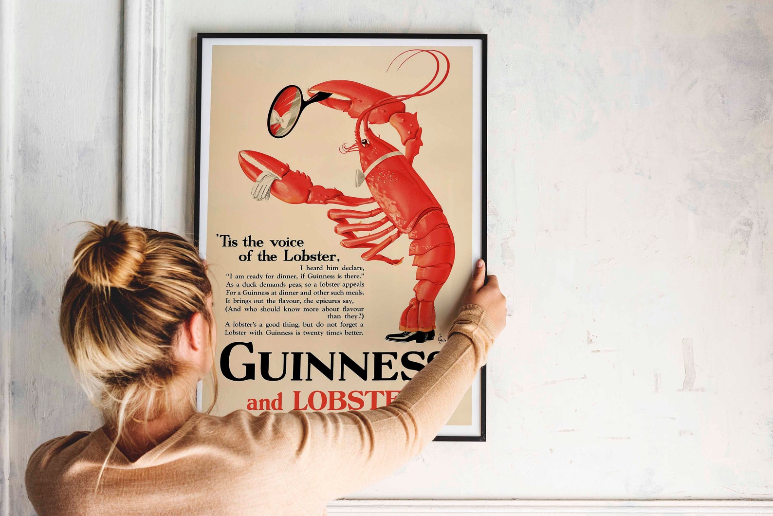 Guinness Lobster Vintage Poster - Retro Cafe Wall Art (digital Download ...