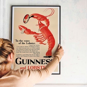 Guinness Digital Poster - Guinness Lobster Download - Vintage Canvas ...