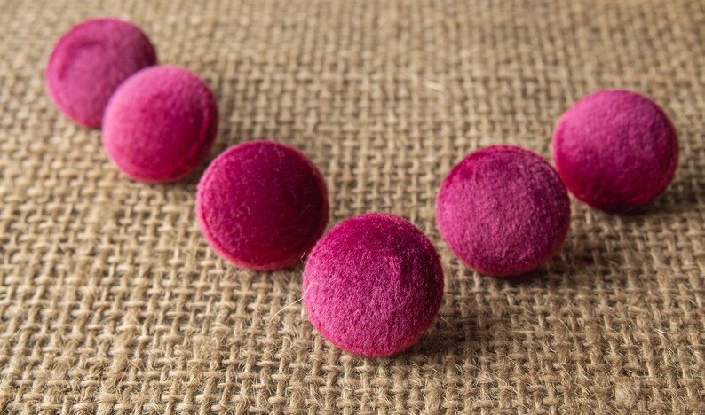X6 19mm Buttons. Handmade Velvet Covered Buttons, Cerise Pink, Sewing ...