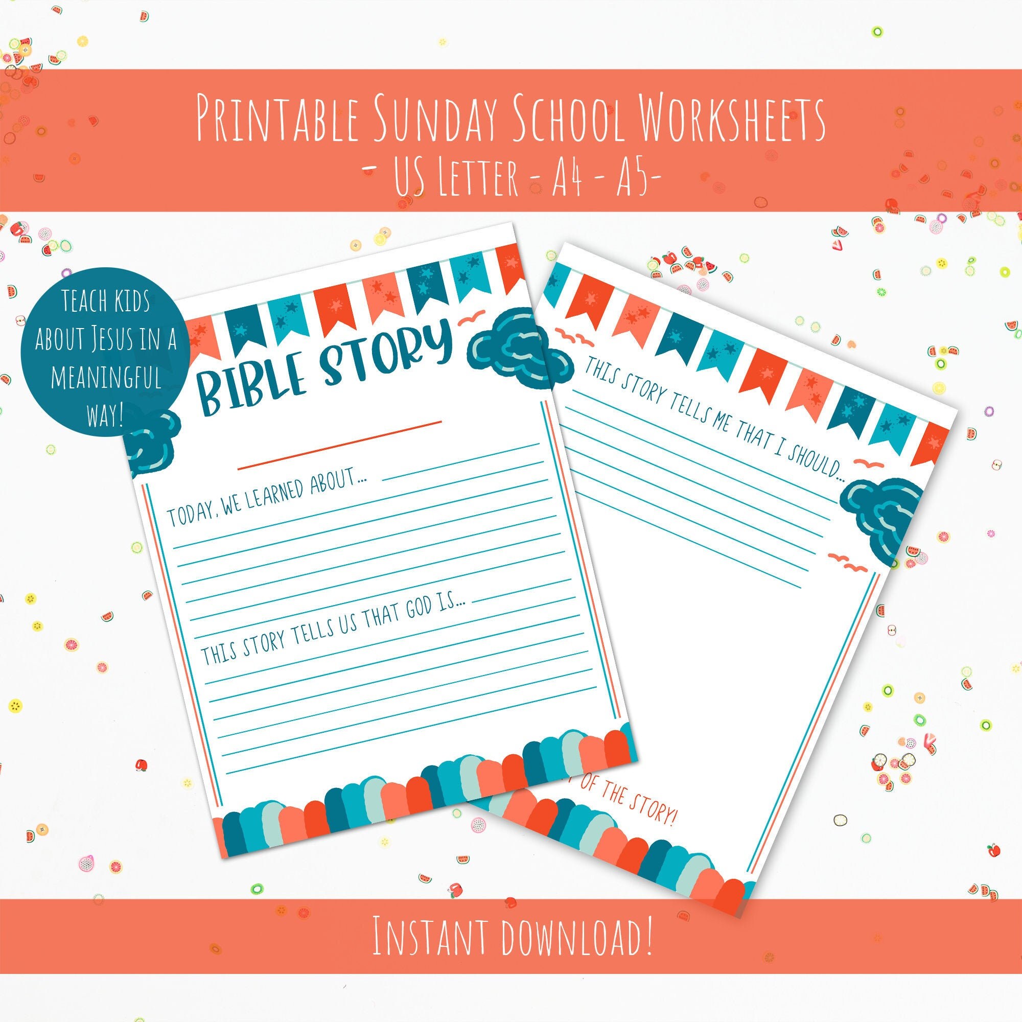 Printable Sunday School Worksheets Children s Church Etsy