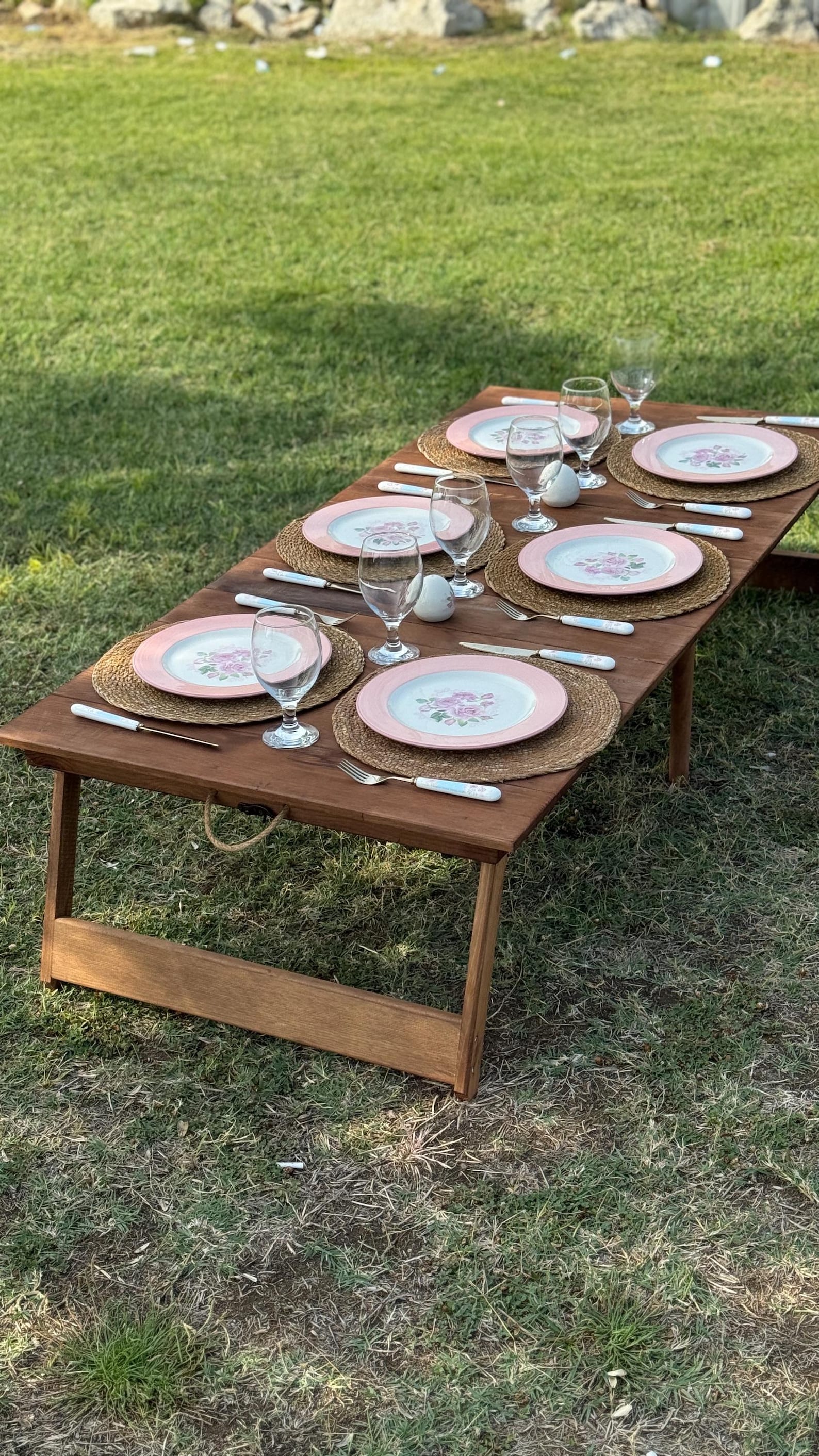 Handmade Wooden Folding Table – Portable Picnic Table – Boho Camp Table ...