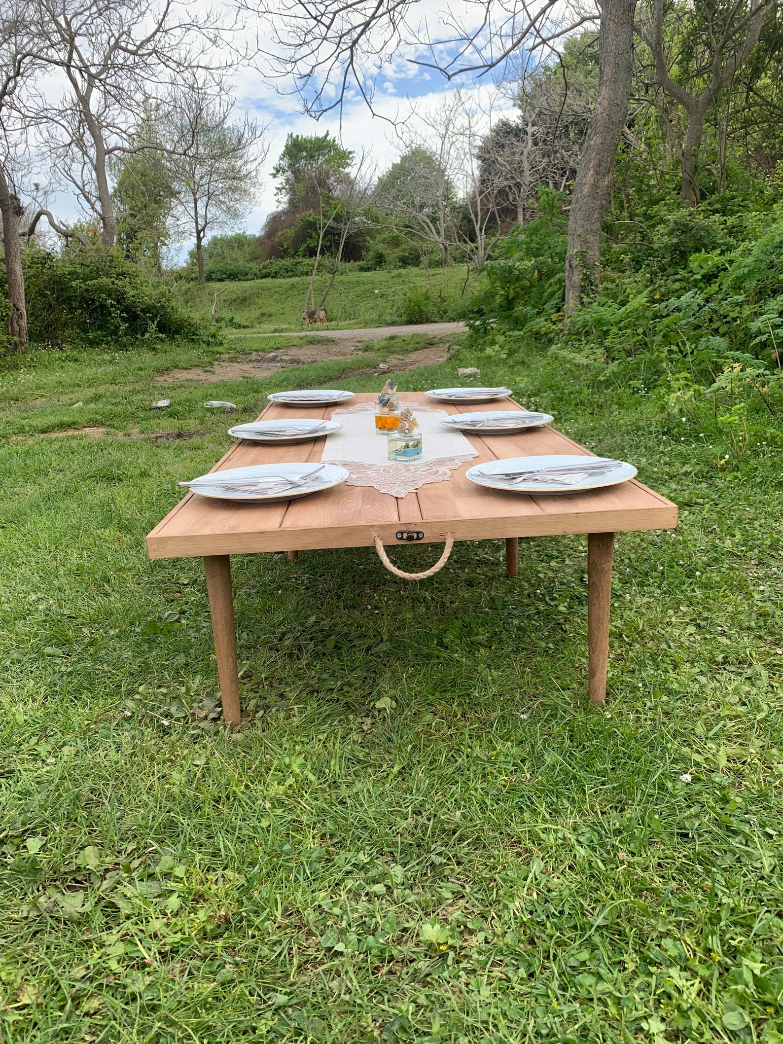 Handmade Wooden Folding Table – Portable Picnic Table – Boho Camp Table ...