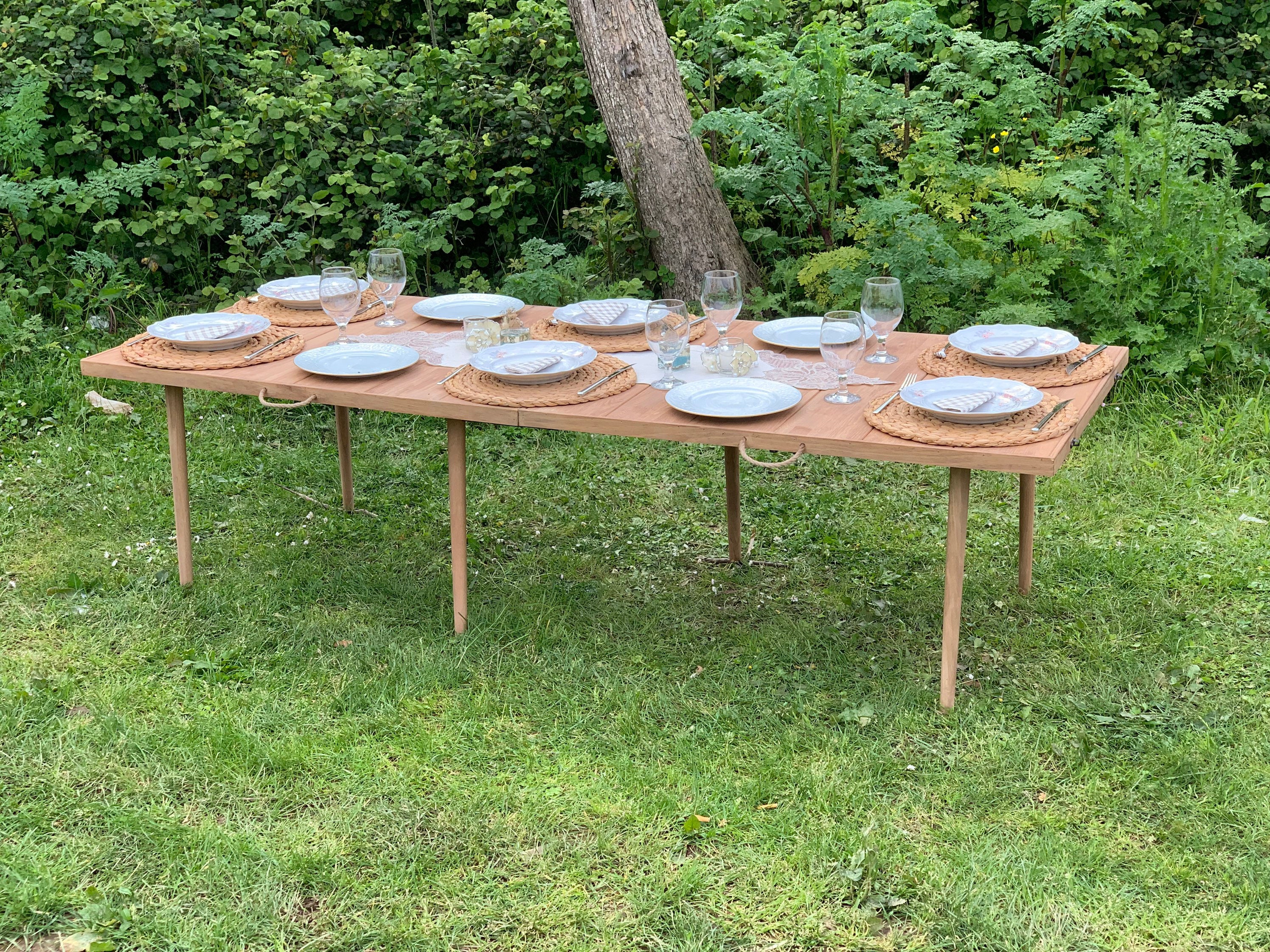 Handmade Wooden Folding Table – Portable Picnic Table – Boho Camp Table ...